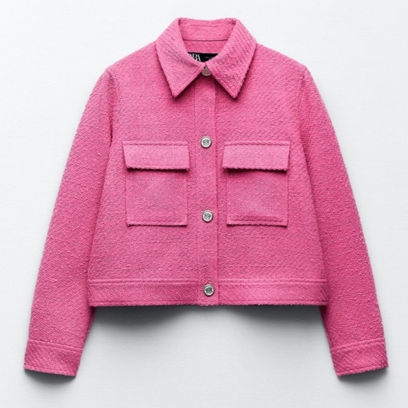 Zara | Jackets & Coats | Zara Pink Tweed Jacket | Poshmark